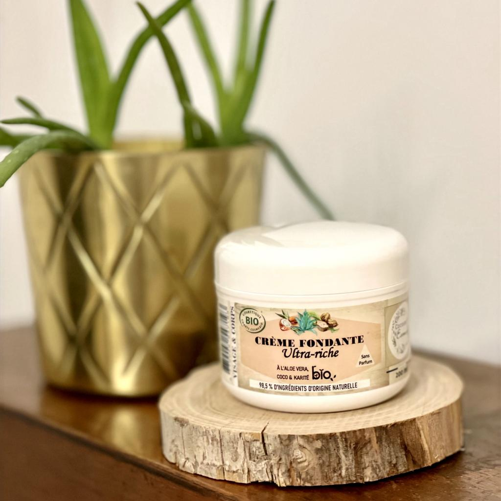 Crème fondante ultra-riche visage et corps certifiée bio sans parfum ...