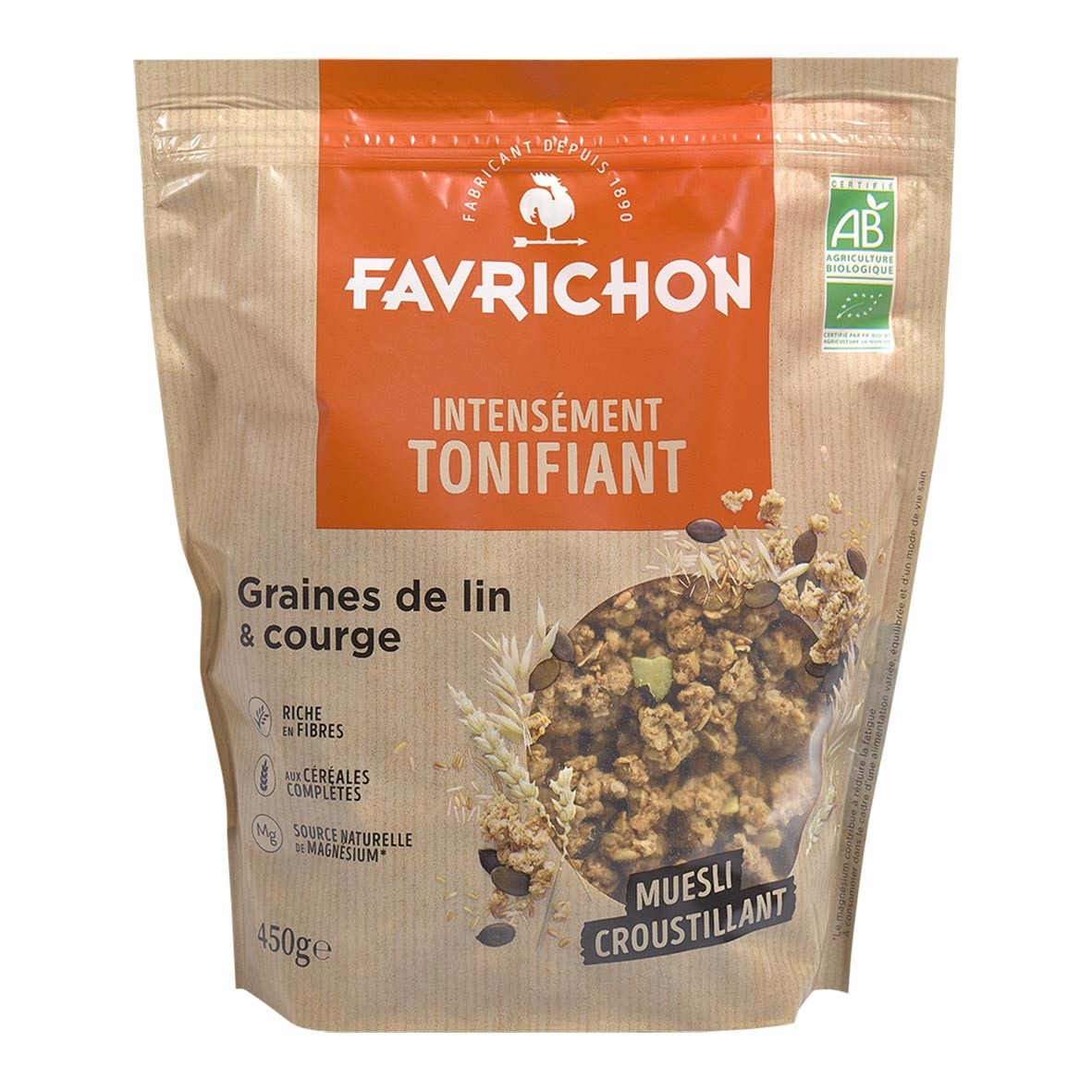 Muesli Croustillant Graines de Lin et Courge 400g-Joseph Favrichon ...