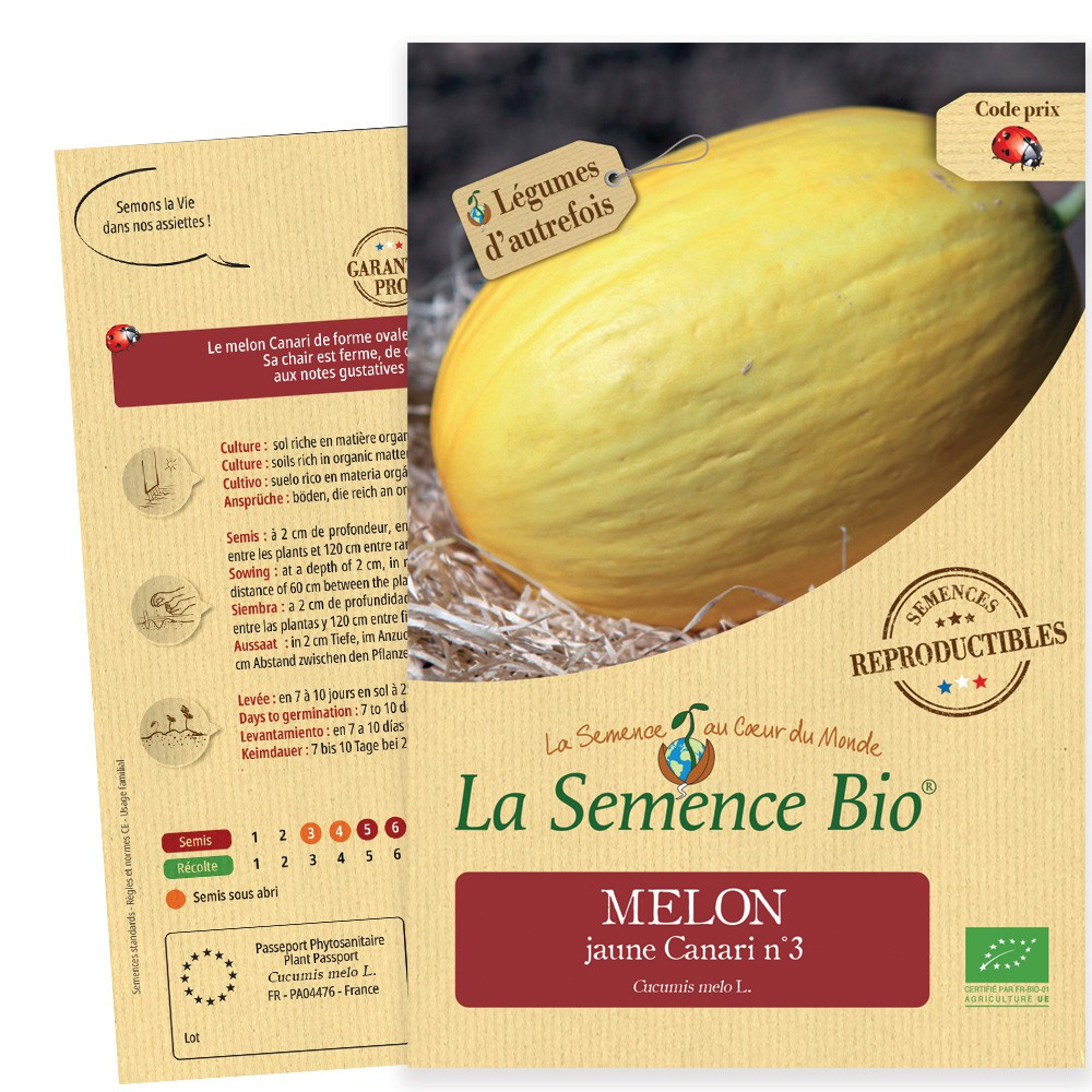 Semence - MELON jaune canari hâtif 3 Bio | Sevellia