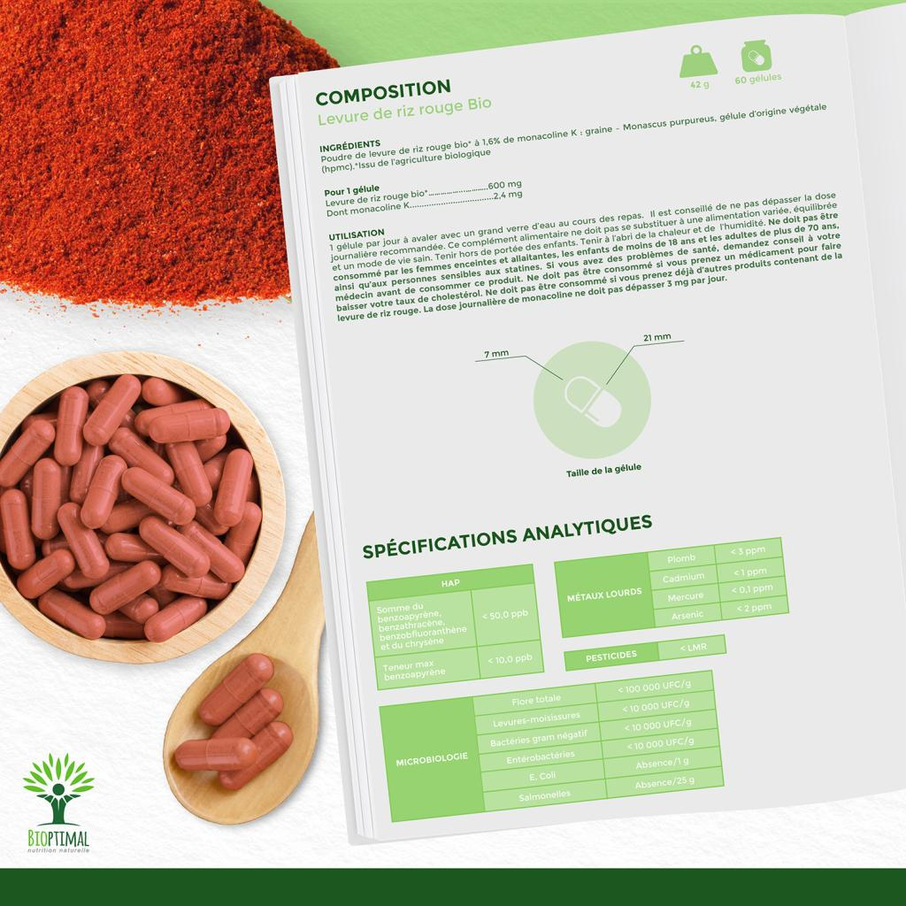 Levure de riz rouge bio - Monacoline K - Complément alimentaire ...