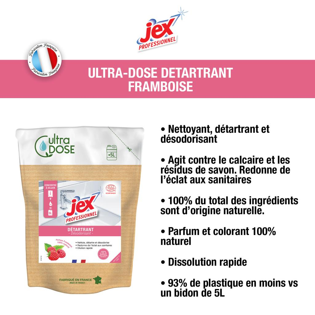 JEX Professionnel - Ultra dose anti calcaire - Nettoie, Détartre, Parfume - Parfum framboise ...