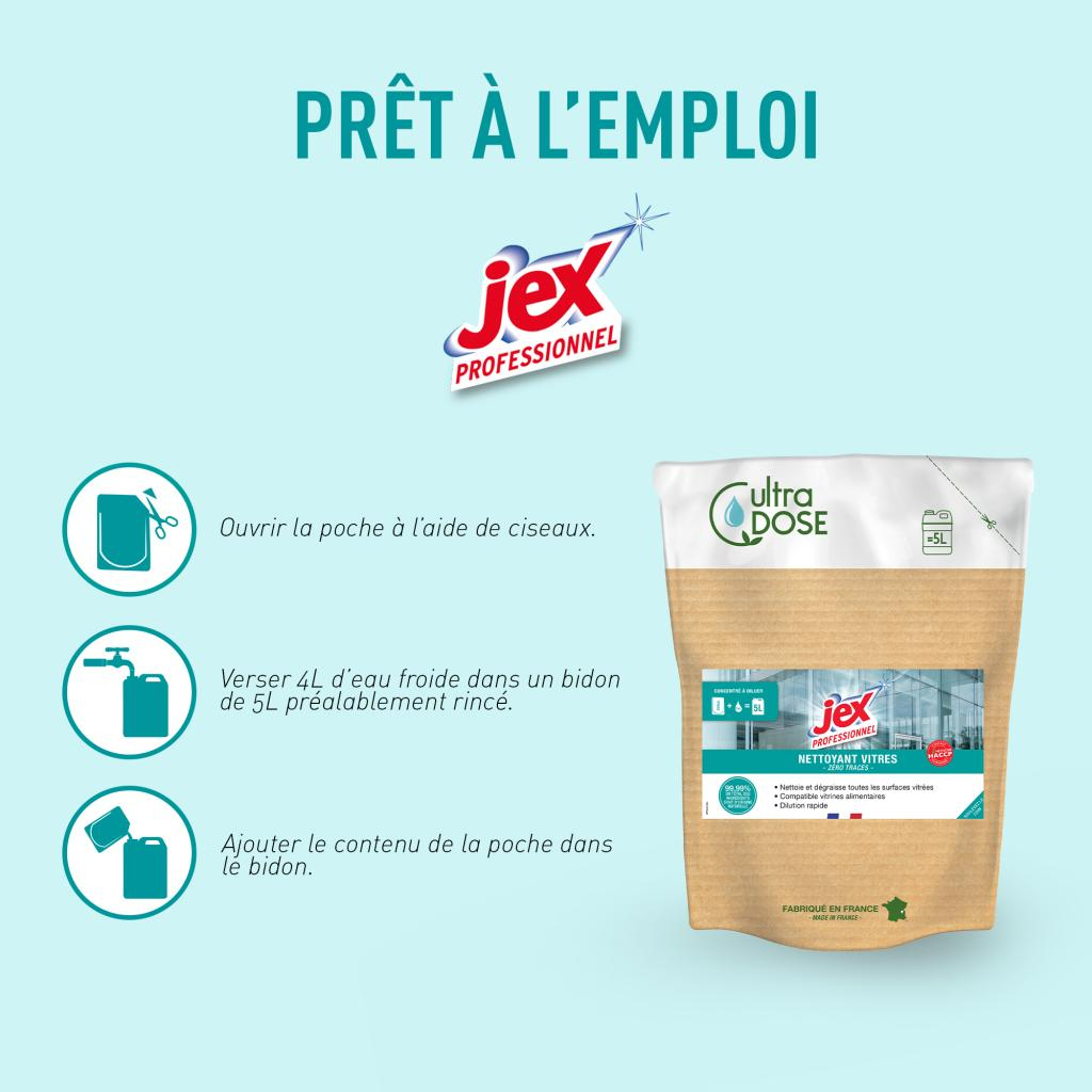 Jex Professionnel- Ultra dose nettoyant vitres -Nettoie et dégraisse -99,99% naturelle -Format ...