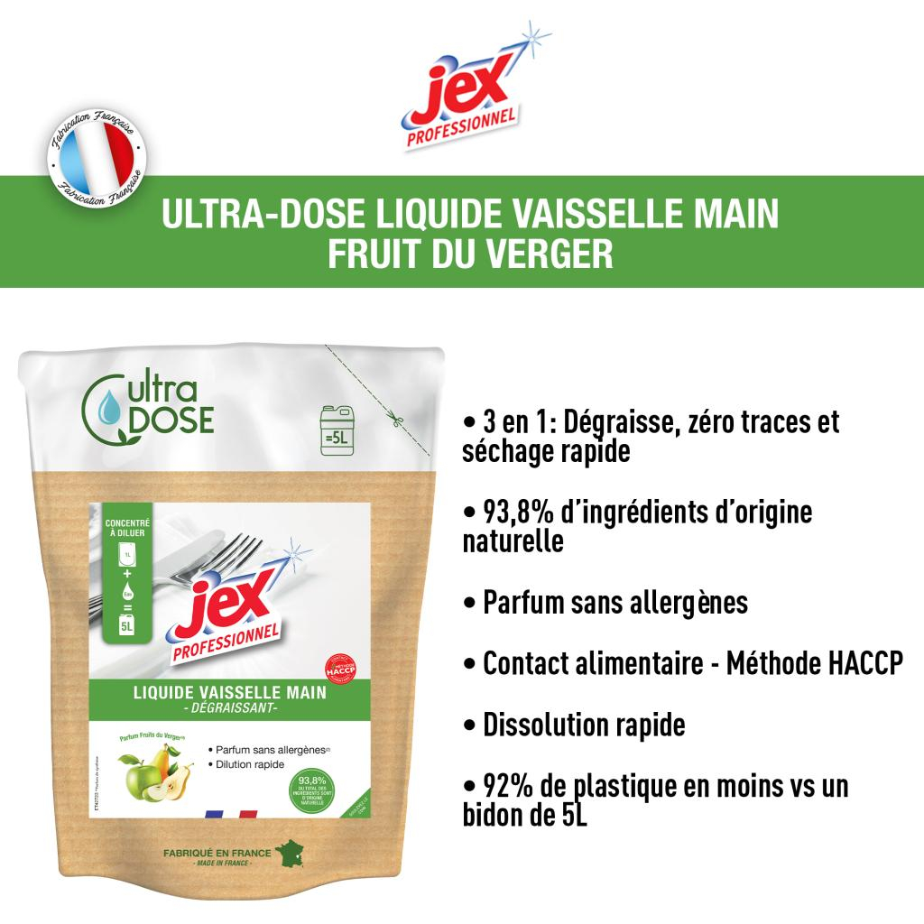 JEX Professionnel -Ultra dose Liquide vaisselle -Nettoie & dégraisse -Parfum fruits du verger ...