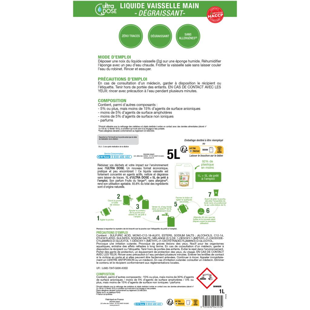 JEX Professionnel -Ultra dose Liquide vaisselle -Nettoie & dégraisse -Parfum fruits du verger ...