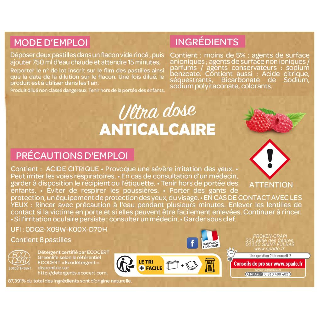 SPADO - Anti Calcaire - Nettoie, détartre & fait briller - Ultra dose - Ecocert - Parfum ...