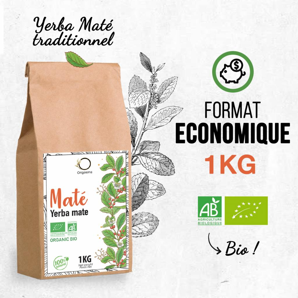 YERBA MATE BIO 1KG Grade Supérieur - Non Torréfié, Feuilles, Sans Tige ...